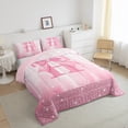 Castle Fairy Initial H Queen Bedding (3pc): Bowknot, Pink White Glitter ...