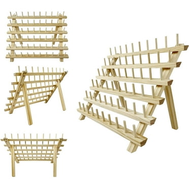60-Spool Wooden Sewing Thread Organizer Rack - Natural Wood - Walmart.com