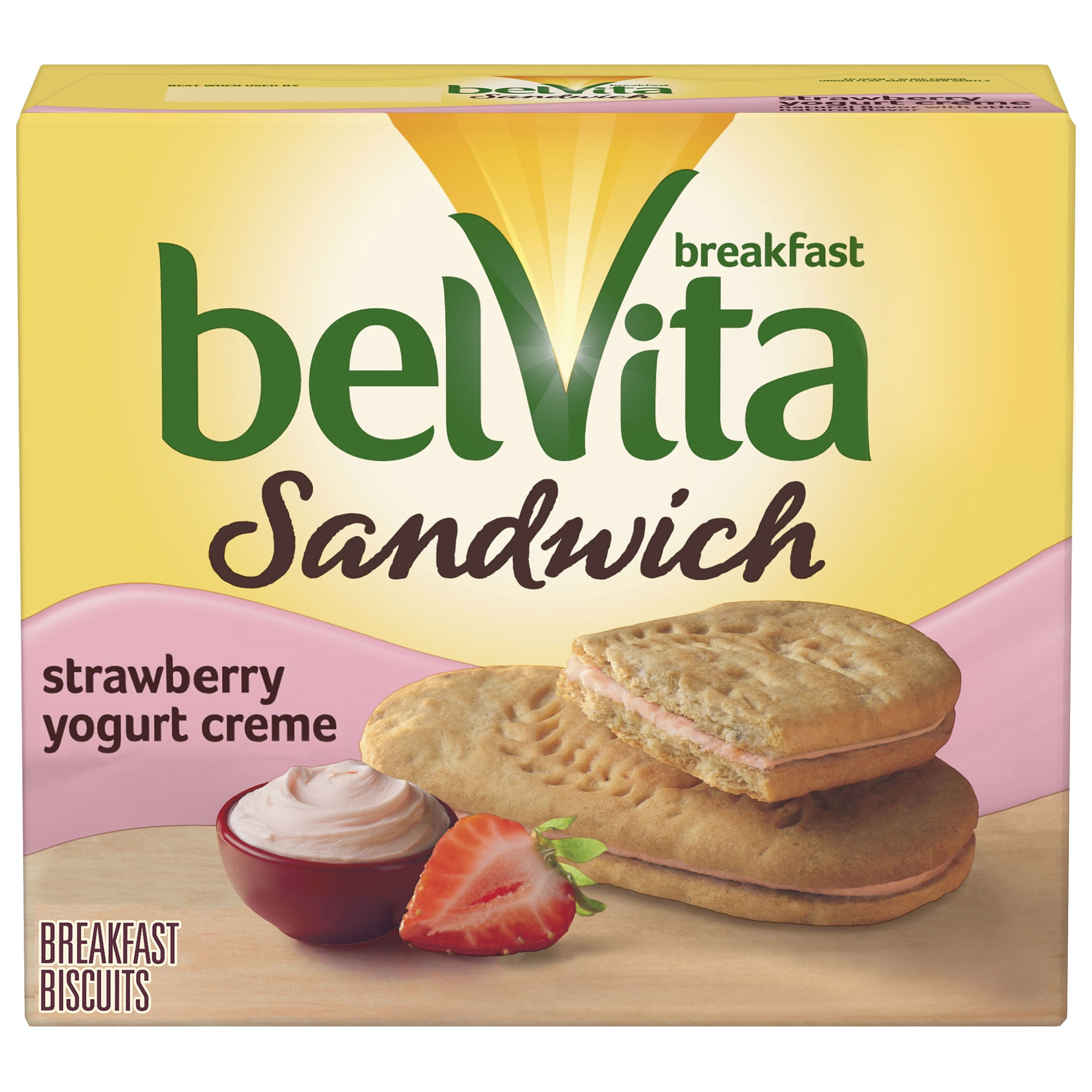 belVita Sandwich Strawberry Yogurt Creme Breakfast Biscuits, 5 Packs (2 ...