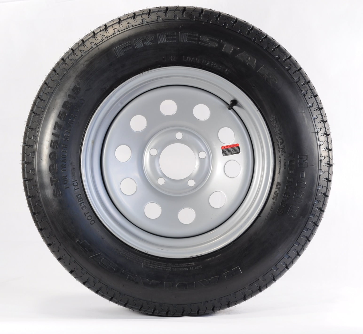 2 Pk Trailer Tire On Rim ST205 75D15 15 In Load C 5 Lug Silver Modular