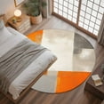 Burnt Orange Beige 4ft Round Rug, Abstract Modern Oil Painting ...