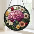 Brain and Flower Stained Glass Suncatcher – Floral Neuroscience Window ...