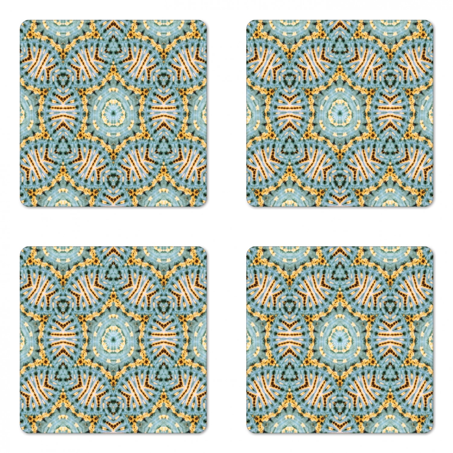 Boho Coaster Set of 4, Boho Pattern with Odd Geometric Triangles Shapes ...