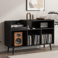 Record Player Stand with Power Outlet, Mid-Century Record Player Table ...