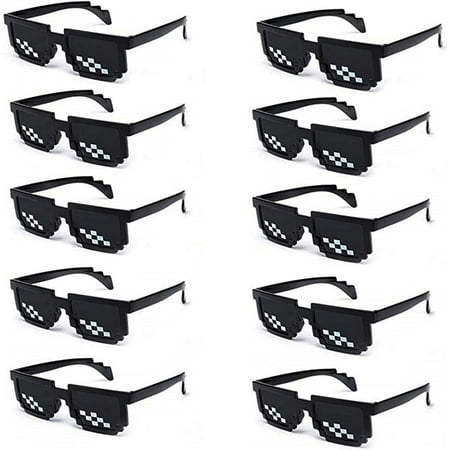 FanShow 10 Pack Party Sunglasses 8 Bit Pixelated Mosaic Gamer Photo ...