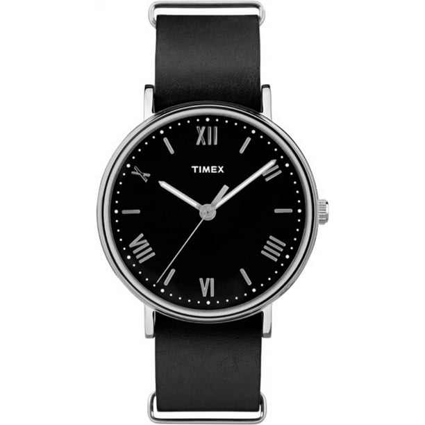 Timex - Timex Men's Southview 41mm Black/Black Leather Strap Watch ...