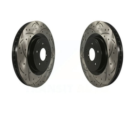 Front Coated Drilled Slotted Disc Brake Rotors Pair For INFINITI G37 ...