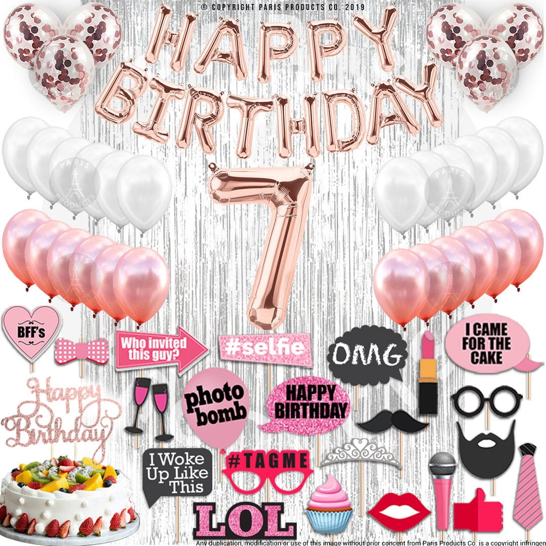 7th Birthday Decorations, Birthday Party Supplies, Seventh Birthday ...