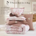 Catami Botanical Flowers Design 7-piece Bed in a Bag Comforter Set with ...