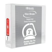 BAZIC 3 Ring Binder 3" View Binders Slant D Ring White, Hold 600 Sheets ...