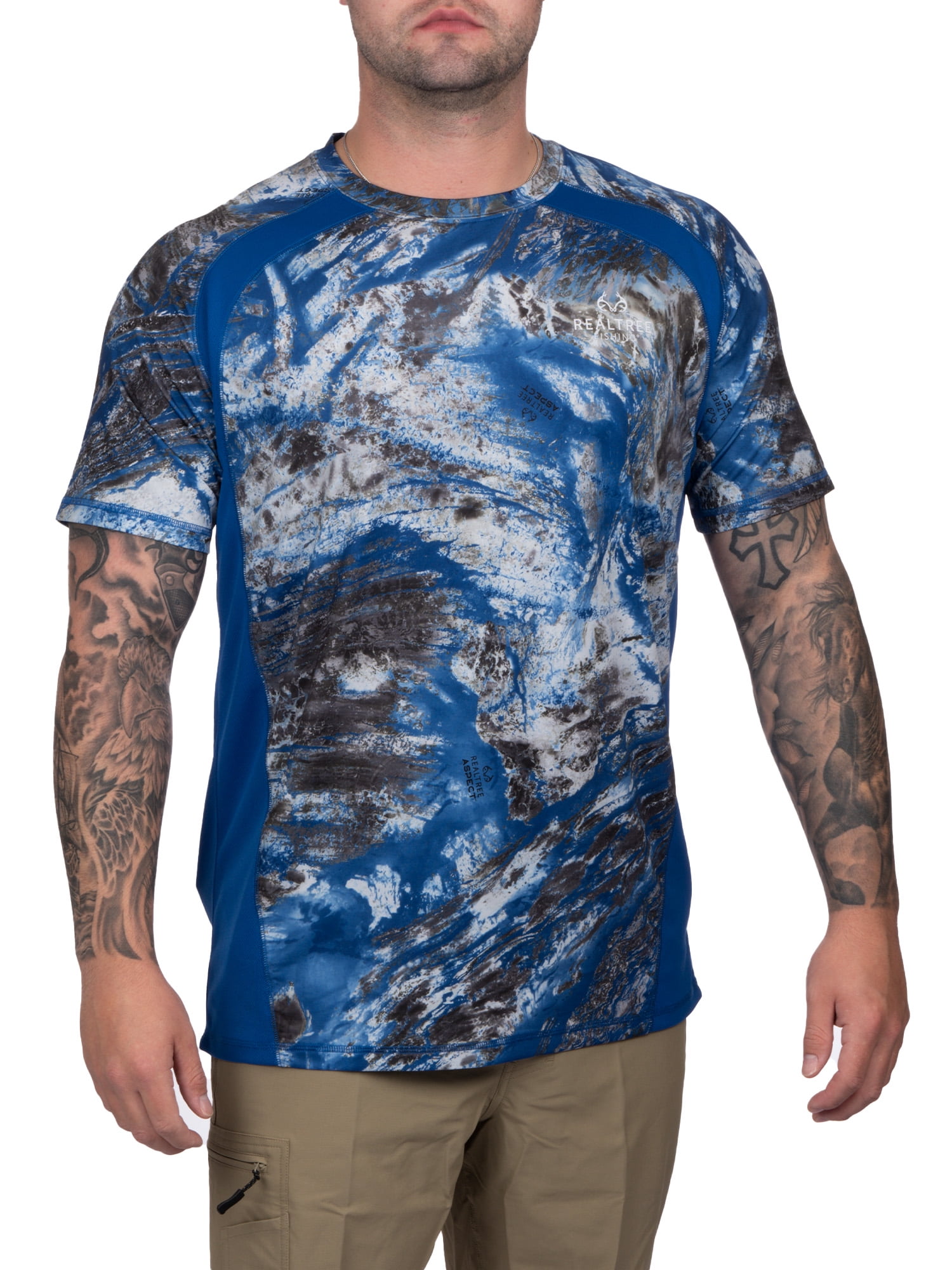 Realtree Mens Short Sleeve Jersey Recycled Polyester UPF Scent Control ...
