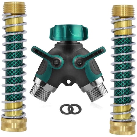 Garden Hose Splitter 2 Way Heavy Duty 2 Kink-Free 3/4 Faucet Extension ...