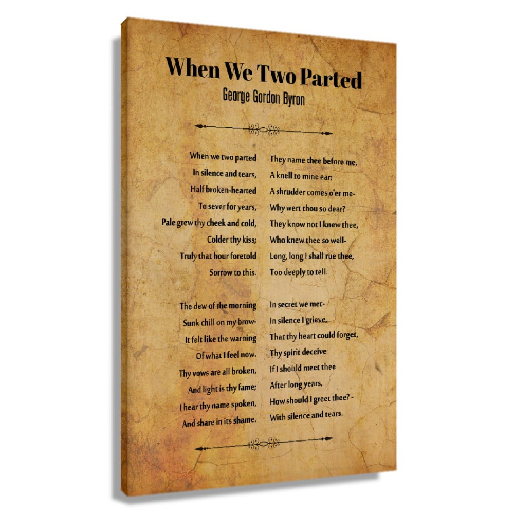 When We Two Parted Poem Wall Art George Gordon Byron Quotes Wall Art ...