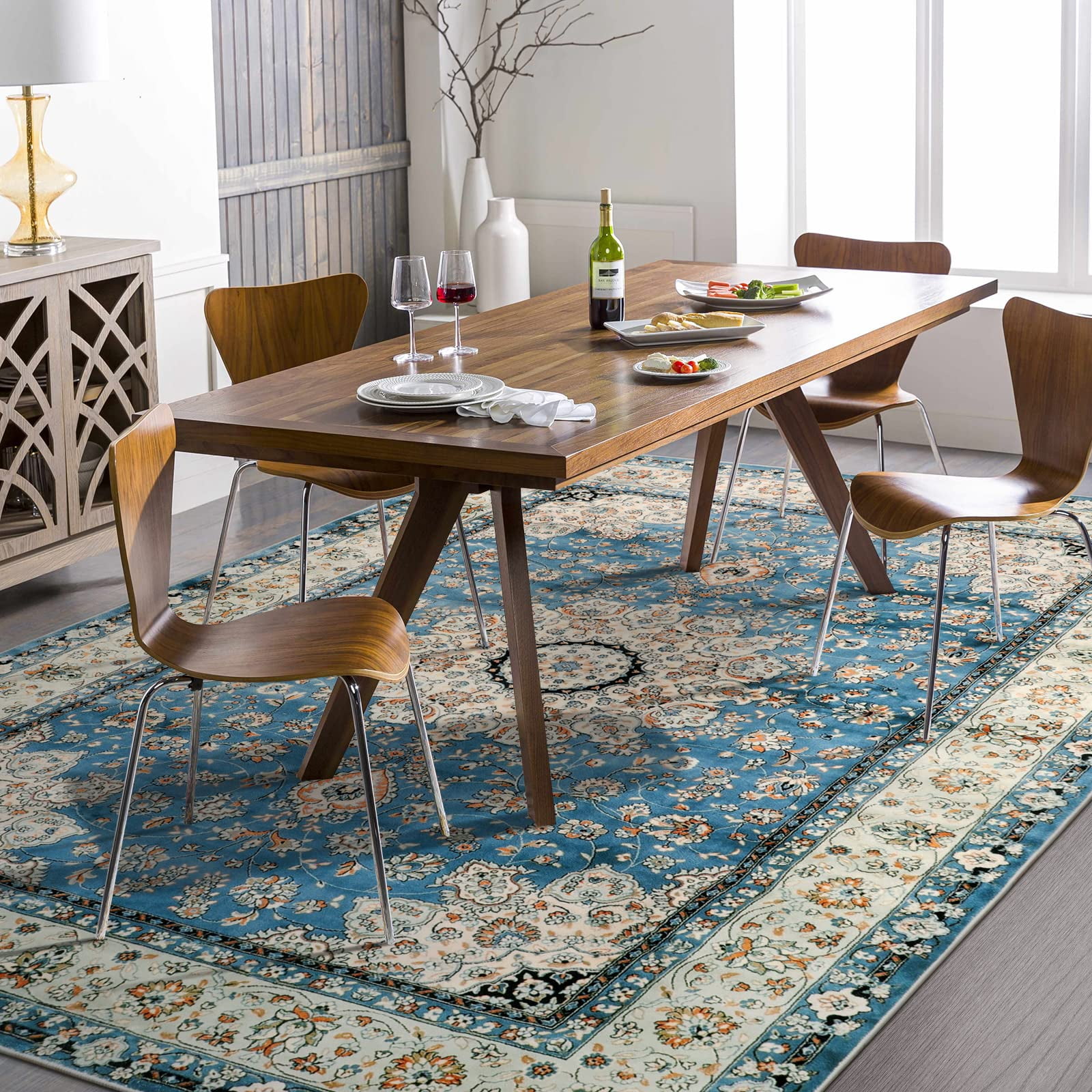 Click here for Lahome Oriental Floral Medallion Area Rug - 6x9 La... prices