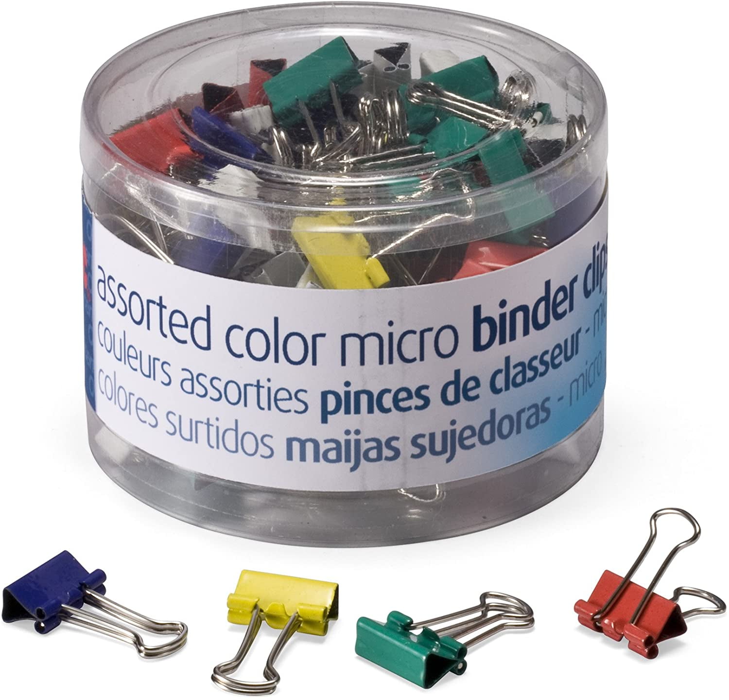 OfficemateOIC Micro Binder Clips, Assorted Colors, 100 Clips per Tub ...