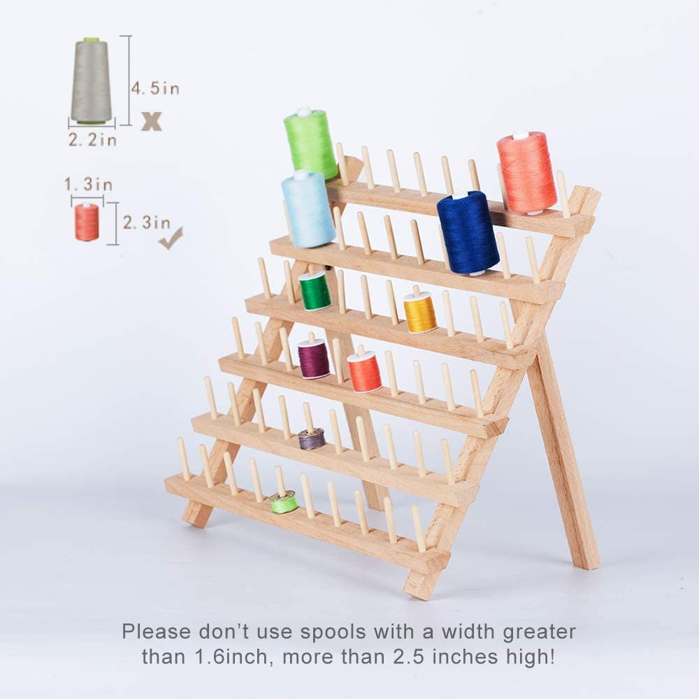 NEX 60-Spool Wooden Sewing Thread Organizer Rack Natural Wood 2 Pack