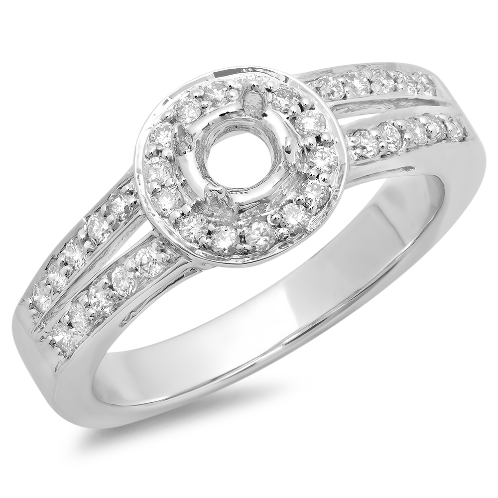 0 33 Carat ctw 14k White Gold Round White Diamond Split Shank Semi