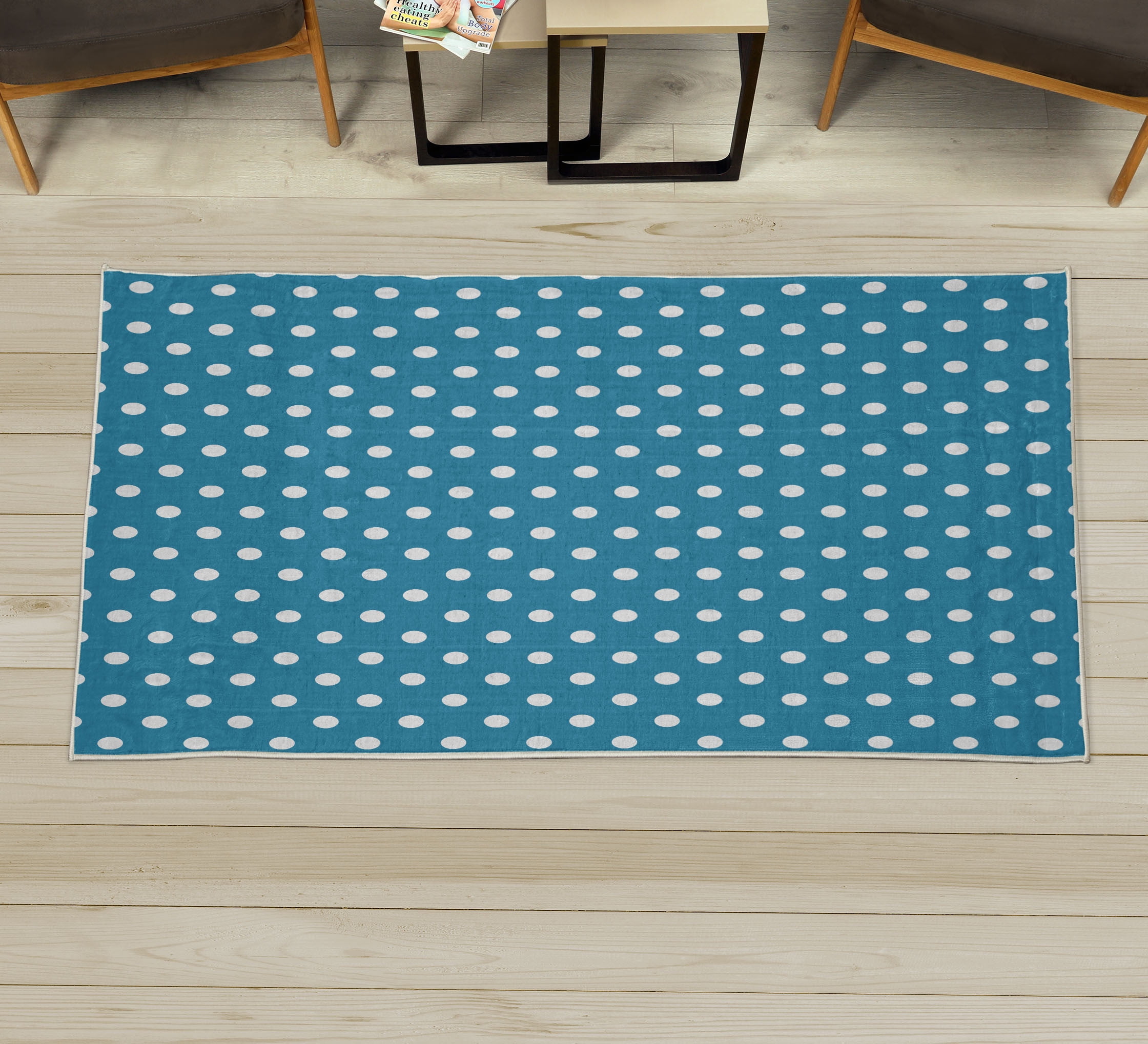 Polka Dot Decorative Rug, Classic Old Fashioned Repeated Circles Round ...