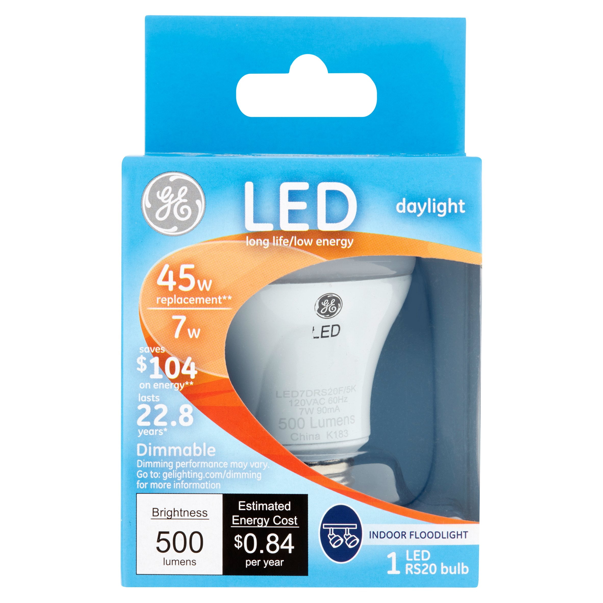 GE LED Indoor Floodlight Bulb, 7 Watt (45 Watt Equivalent), Daylight ...