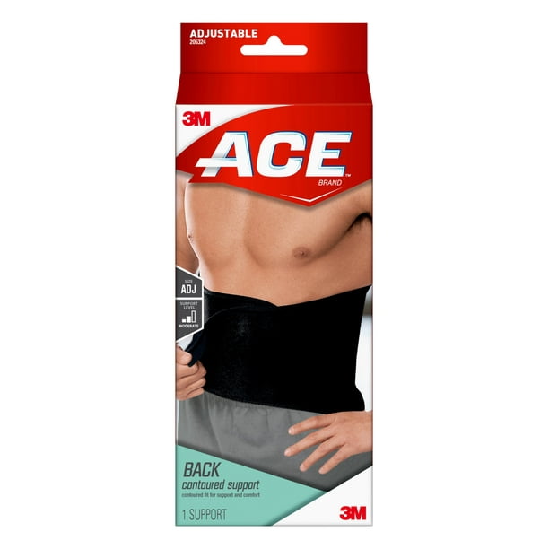ACE Brand Contoured Back Support, Adjustable Compression, Low-Profile ...