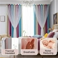 Eyelet Gradient 2 Layer Blackout Curtains + Mesh Starry Hollow-Out ...