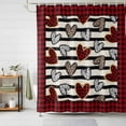 Bathroom Shower Curtain Valentines Red Buffalo Plaid Waterproof Shower ...