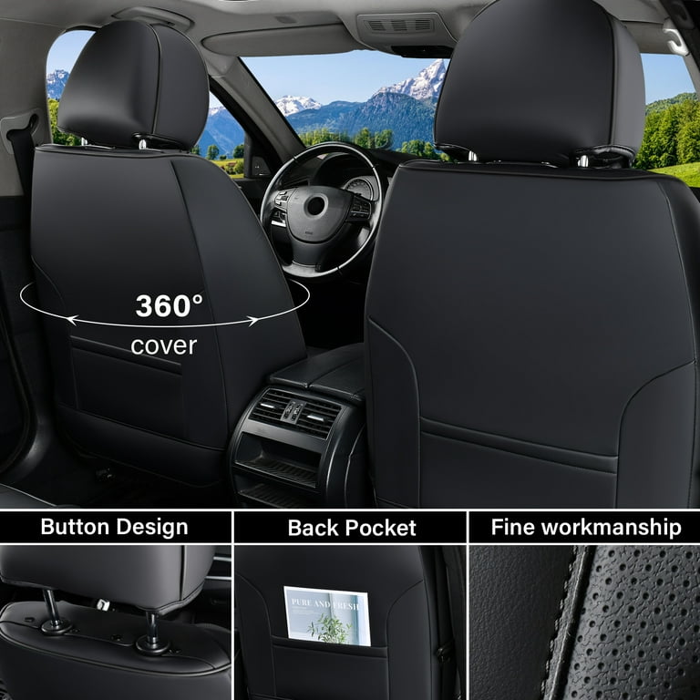 Coverado Black Front Car Seat Covers Stylish Waterproof Premium Leather Auto Seat Protectors 6 Pieces Seat Cushions Universal Fit for Most Cars SUV Pick up Trucks Walmart