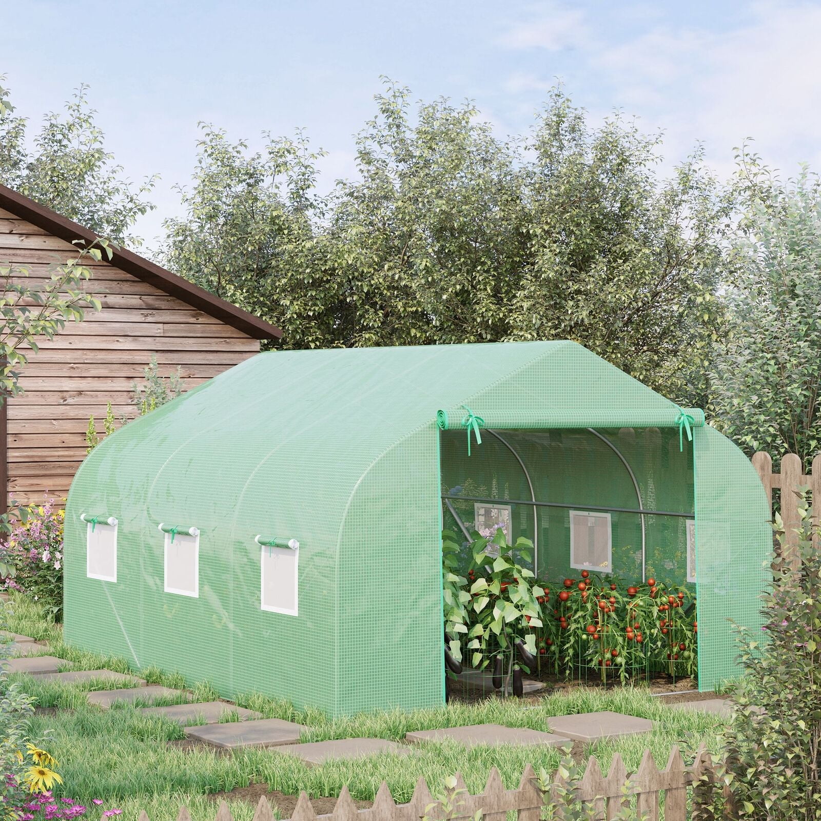 Large Walk-in Greenhouse Outdoor Tunnel Green House with 4 Ropes & 4 ...