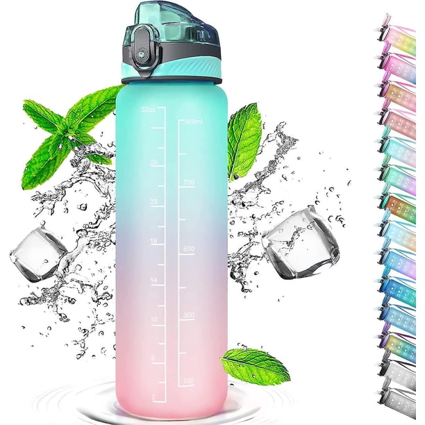 Botella de agua deportiva de 1 litro, botellas con marcas de tiempo y ...