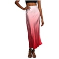 AHTJRT Satin Silk Maxi Skirts for Women Elegant Gradient Color High ...