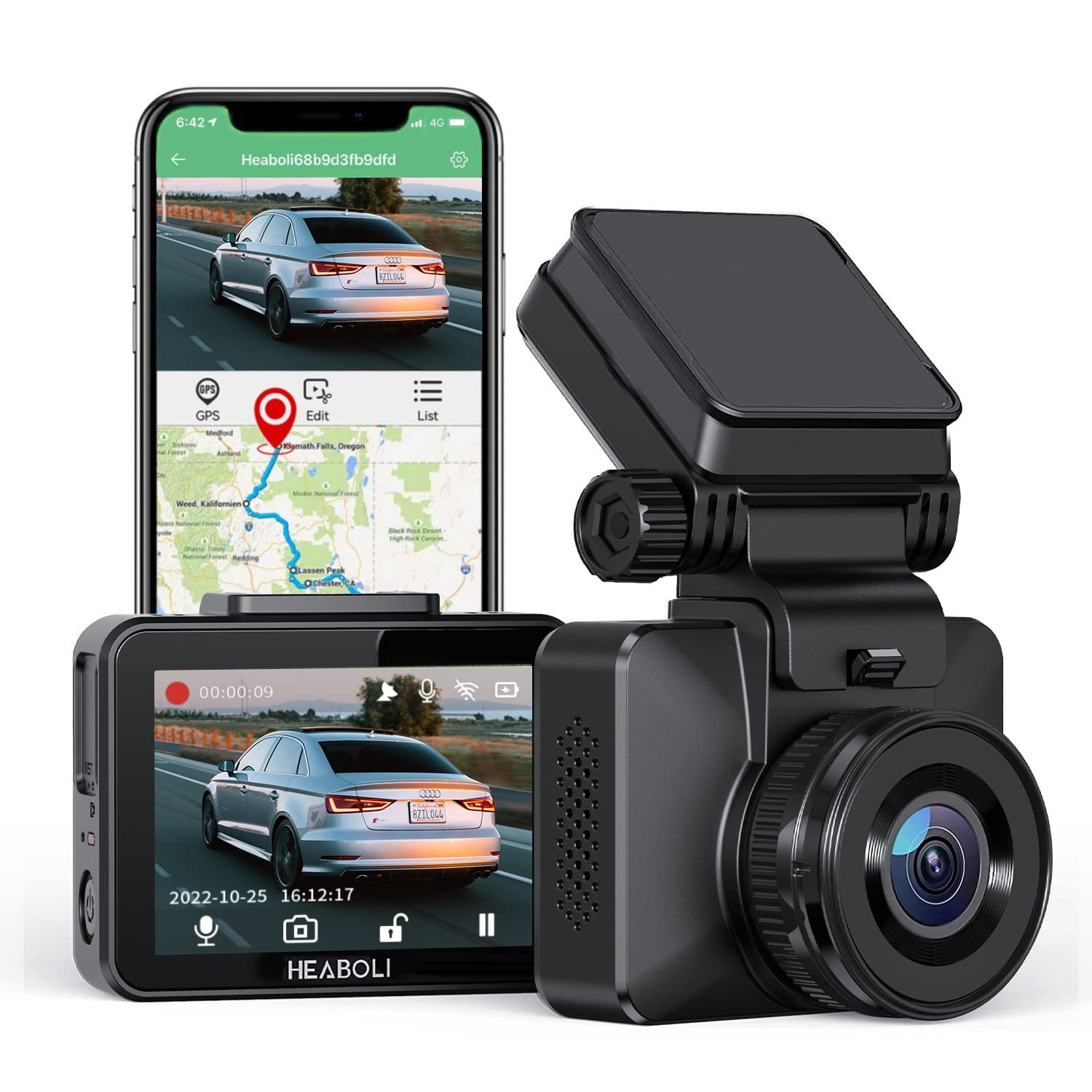Heaboli Mini 4K Dash Cam with WiFi, GPS and Speed, Front Dash Camera ...