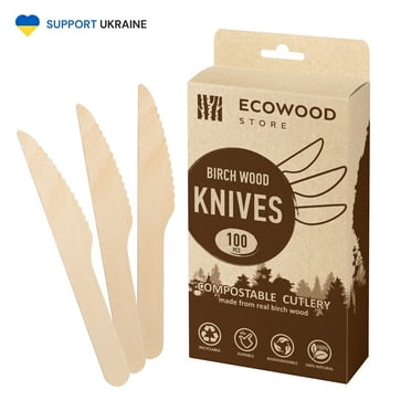 ICO Compostable Knives, [100 count] Wooden Knives, Biodegradable Knives ...