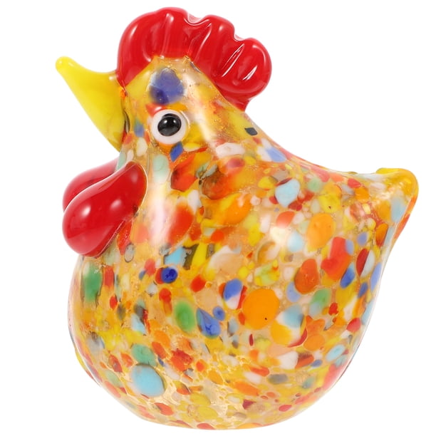 Desktop Glass Chicken Figurine Creative Hen Decoration Zodiac Chicken ...