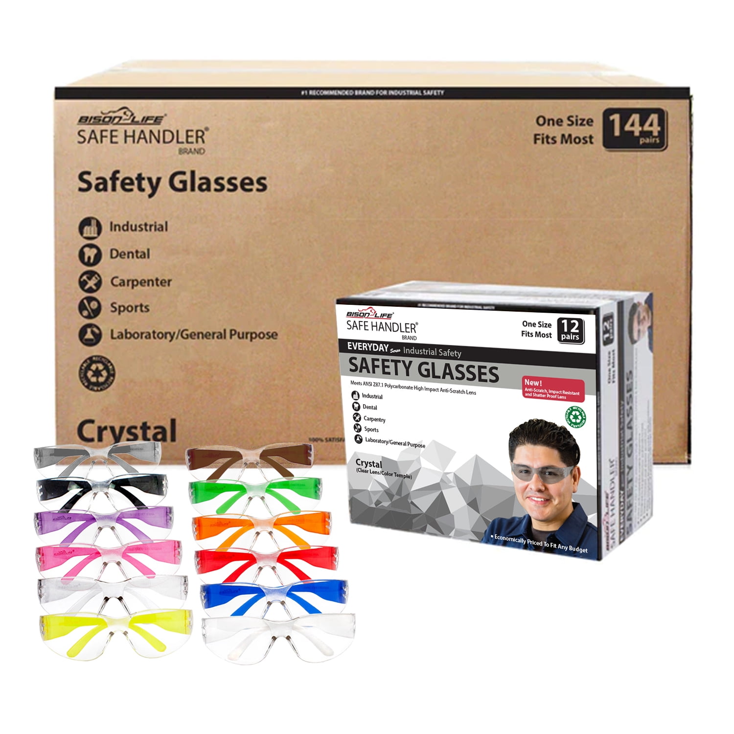 Safe Handler Clear Lens Variety Color Safety Glasses For Men/Women ...