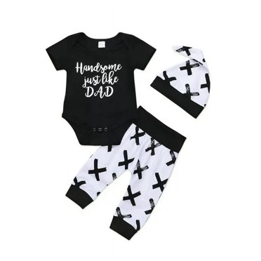 Newborn Baby Boy Cotton Clothes Set - Tops, Romper Pants, Legging Hat - Walmart.com