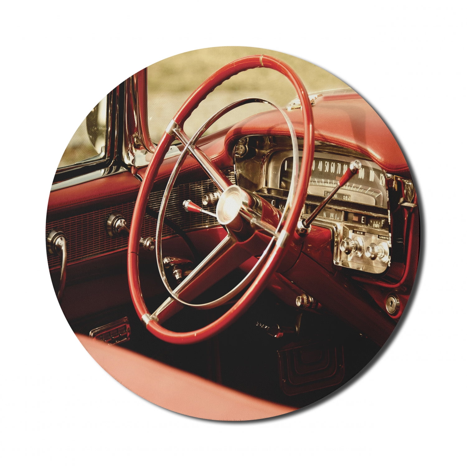 Cars Mouse Pad for Computers, Interior of an Antique Classic Aged Car ...