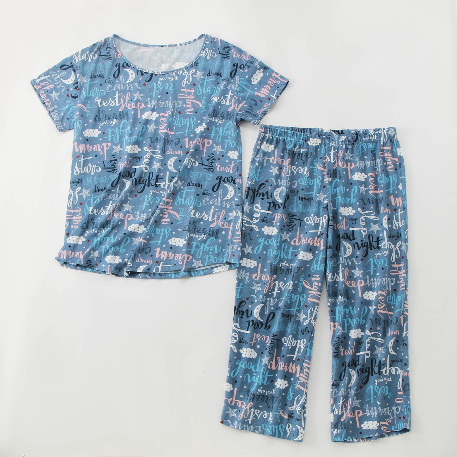 Click here for Xiaowwww Women Pajamas Set Short Sleeve Top Capri... prices