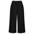 Bainana Casual High Waist Wide Leg Cropped Pants For Women Solid Color ...