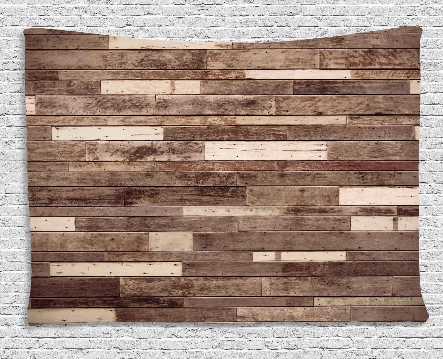 Wooden Tapestry, Wall Floor Textured Planks Panels Picture Art Print ...