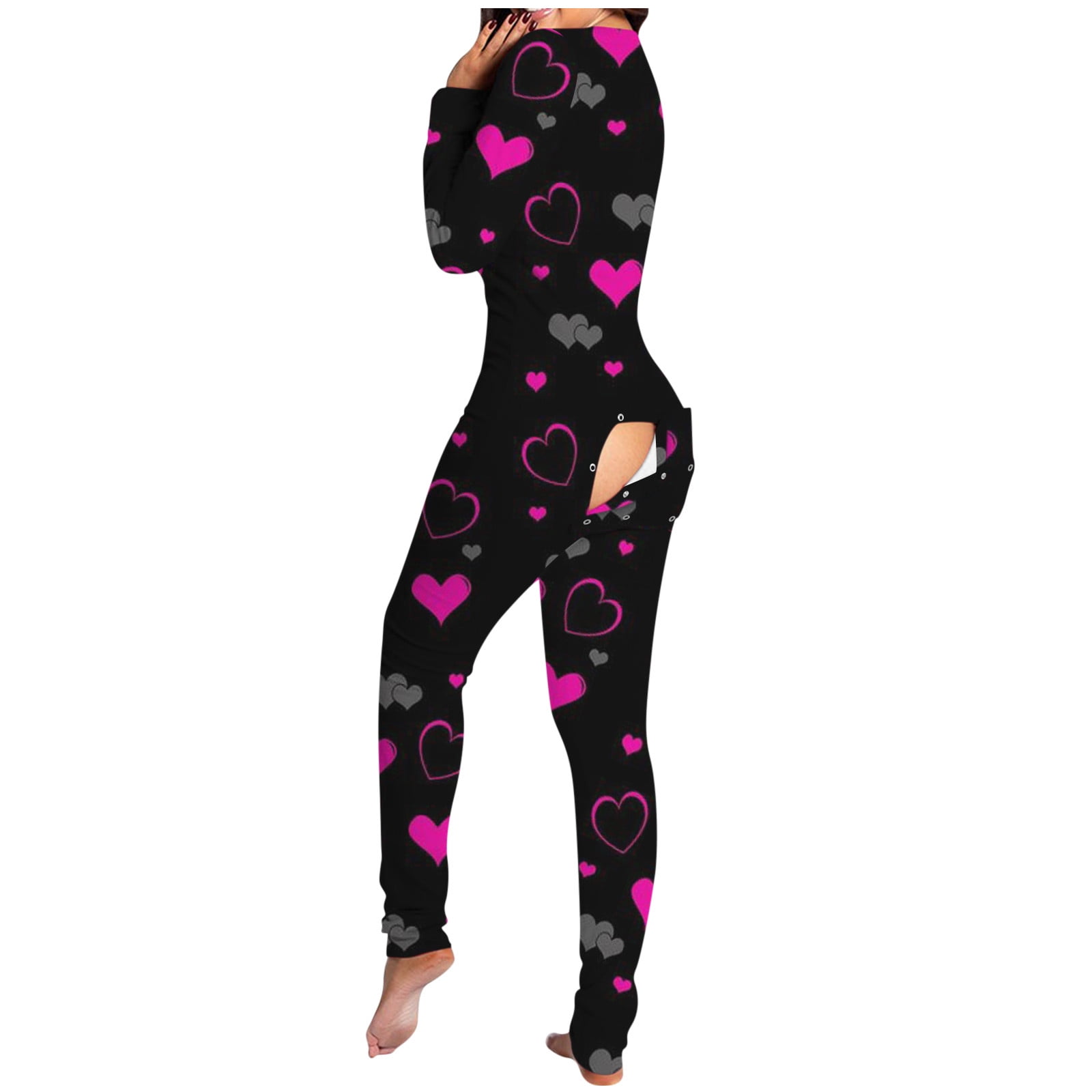 Qucoqpe Plus Size Onesies Pajamas For Women Long Sleeve Butt Flap Sexy