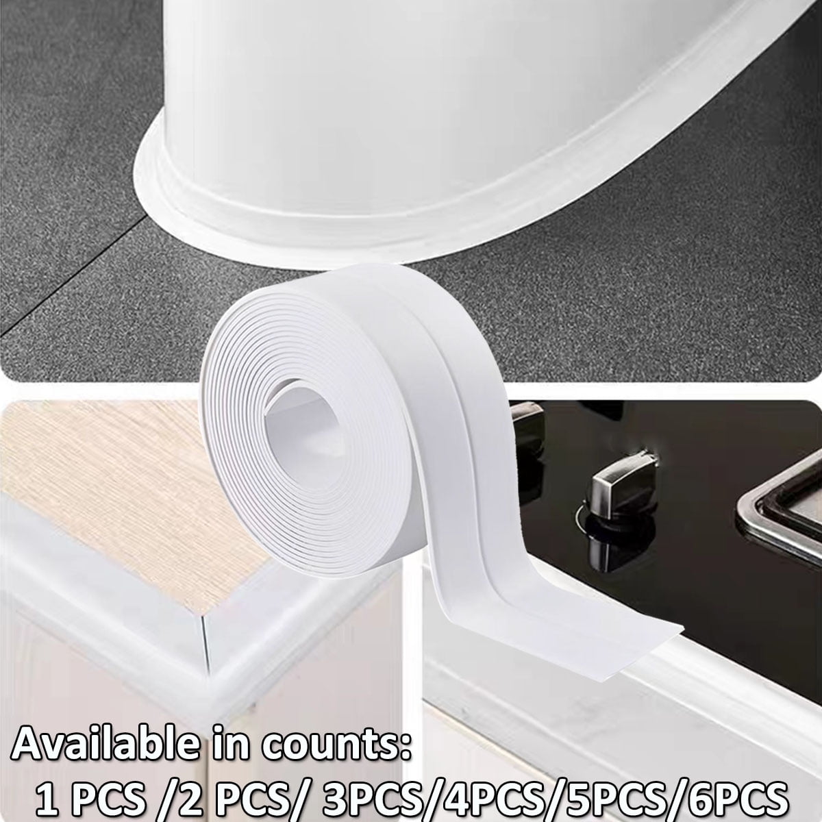 Caulk Tape, White PVC Waterproof Self Adhesive Sealing Tape, for ...