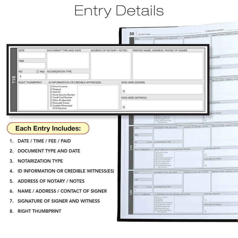 Excell Printable Notary Log Book