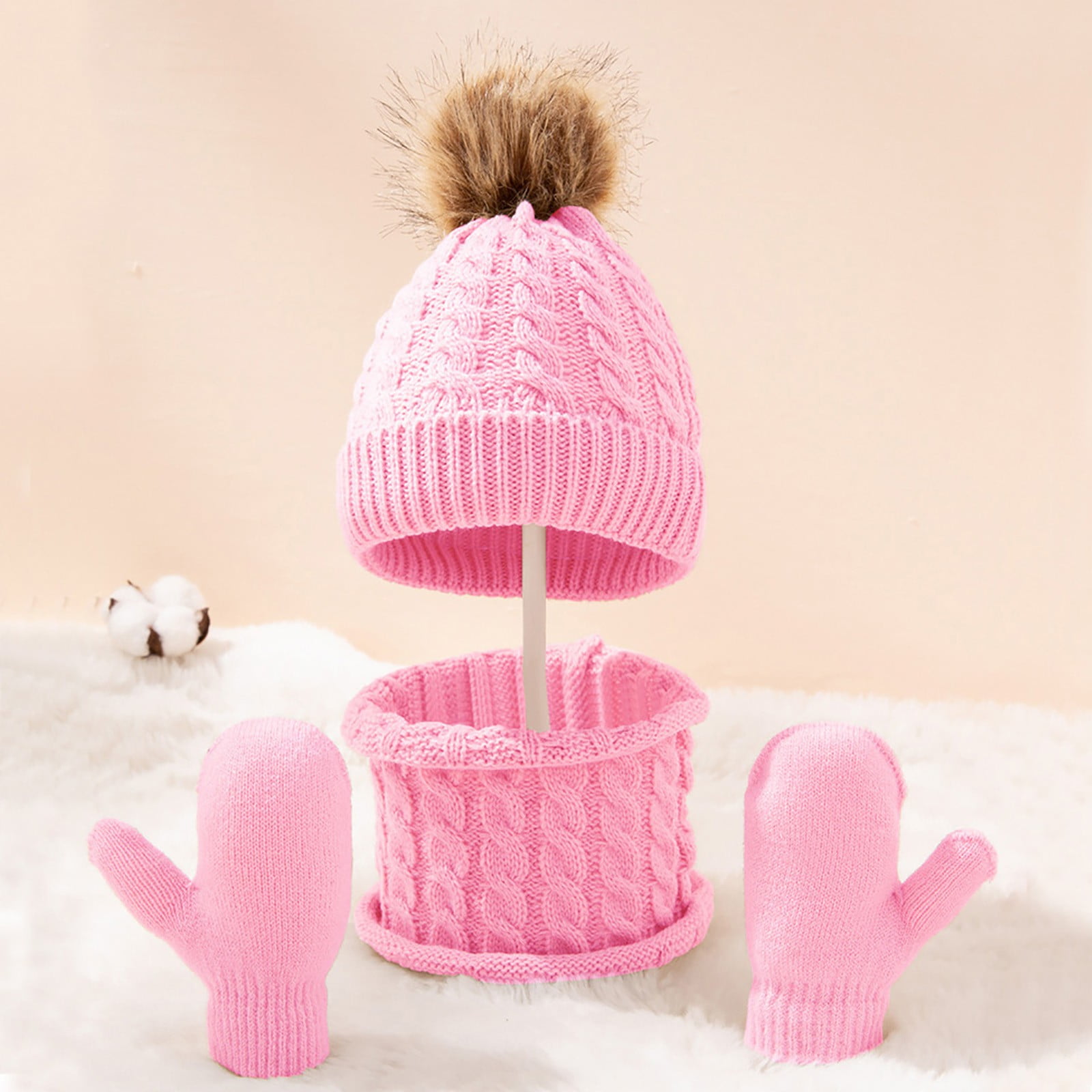 Click here for Bmisegm Winter Kids Hat Scarf Glove Set Knit Fleec... prices