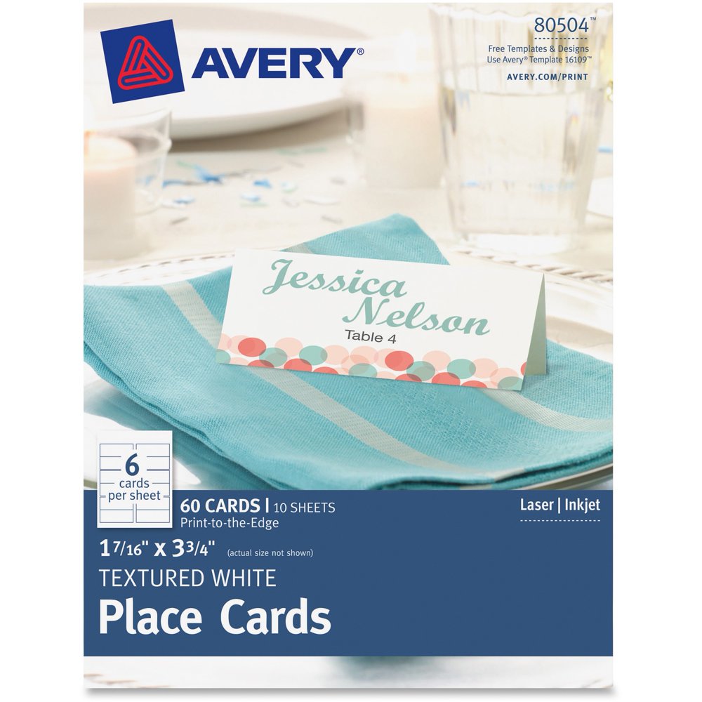 Avery Textured Place Cards, 60pk - Walmart.com - Walmart.com