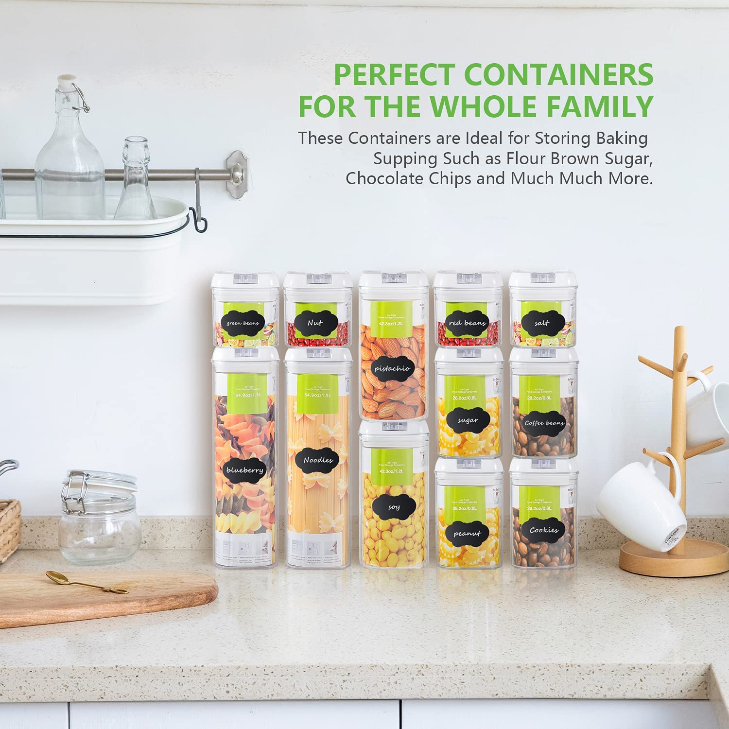 Miumaeov Airtight Food Storage Containers Set Kitchen & Pantry ...