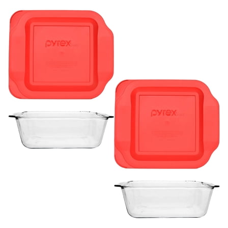 Pyrex 232 2-Quart Glass Baking Dish & 232-PC Red Lid - Walmart.com