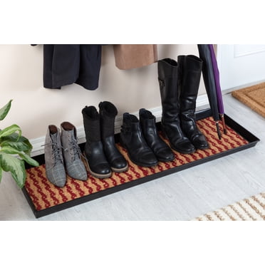 Black Metal Boot Tray with Rectangle Embossed Coir Insert - Walmart.com