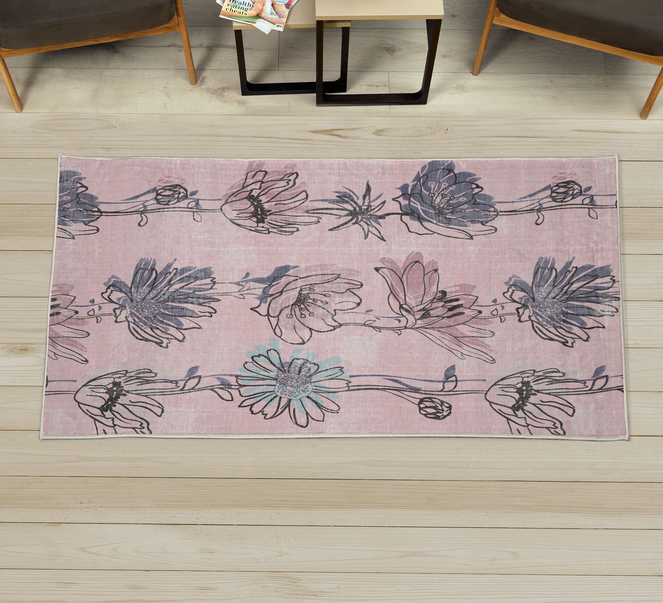 Spring Decorative Rug, Season of New Hopes Petals Blossoms Summer ...