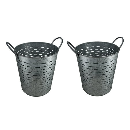 Set of 2 Galvanized Metal Olive Buckets w/Built-In Handles | Walmart Canada