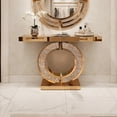 Hommoo Modern O-Shaped Mirrored Glass Console Table with Crushed ...